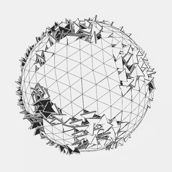 Spinning sphere pieces.