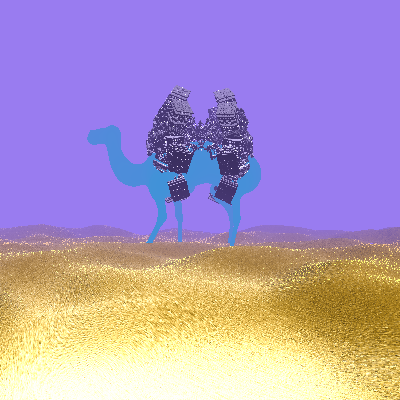 Camel walking with castle on its back